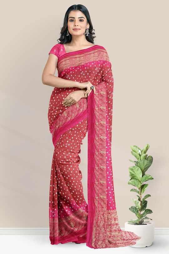 Fancy Bandini Print Black And Red Saree