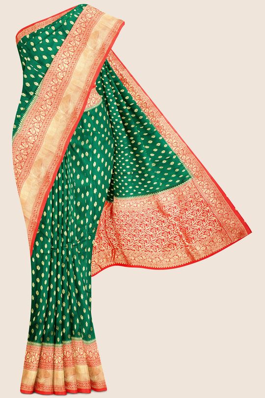 Soft Warm Silk Butti With Floral Design Bright Magentha Pink And Raama ...